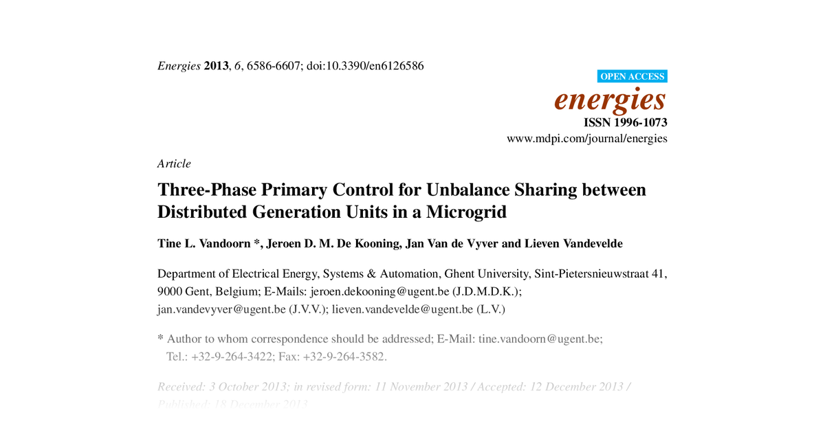 Three-phase primary control for unbalance sharing between distributed ...