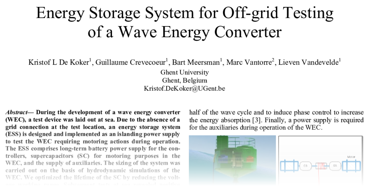 Energy Storage System for Off-grid Testing of a Wave Energy Converter