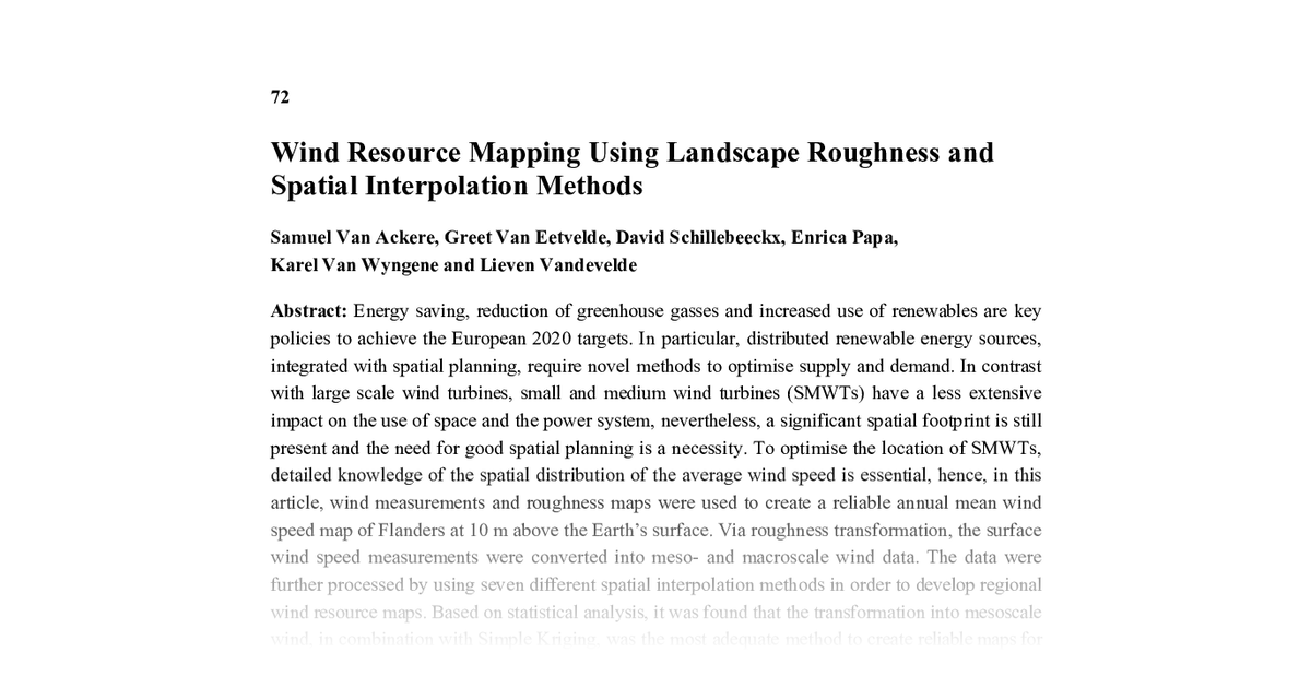 Wind Resource Mapping Using Landscape Roughness and Spatial ...