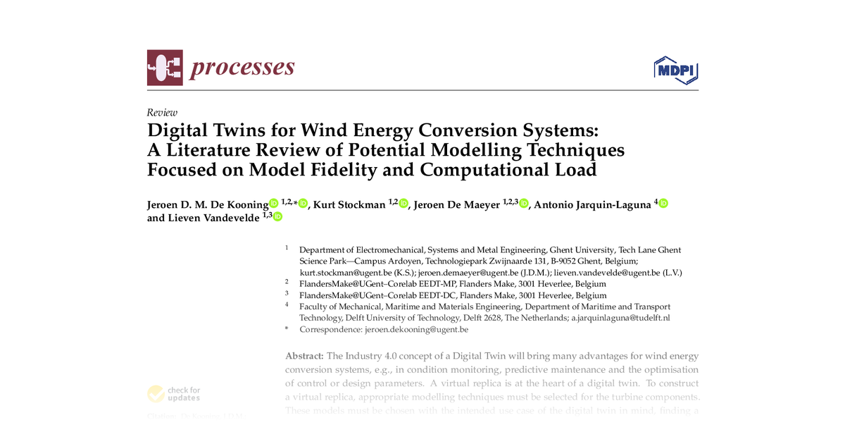 Digital Twins for Wind Energy Conversion Systems: A Literature Review ...